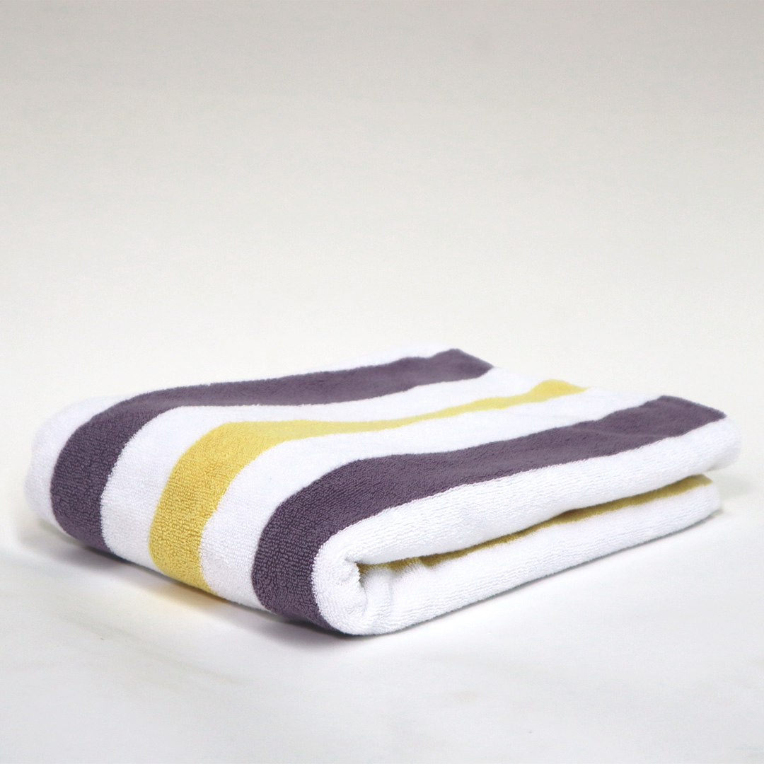 Weavers Striped Pool Towel Yellow/Purple - Vendella NZ