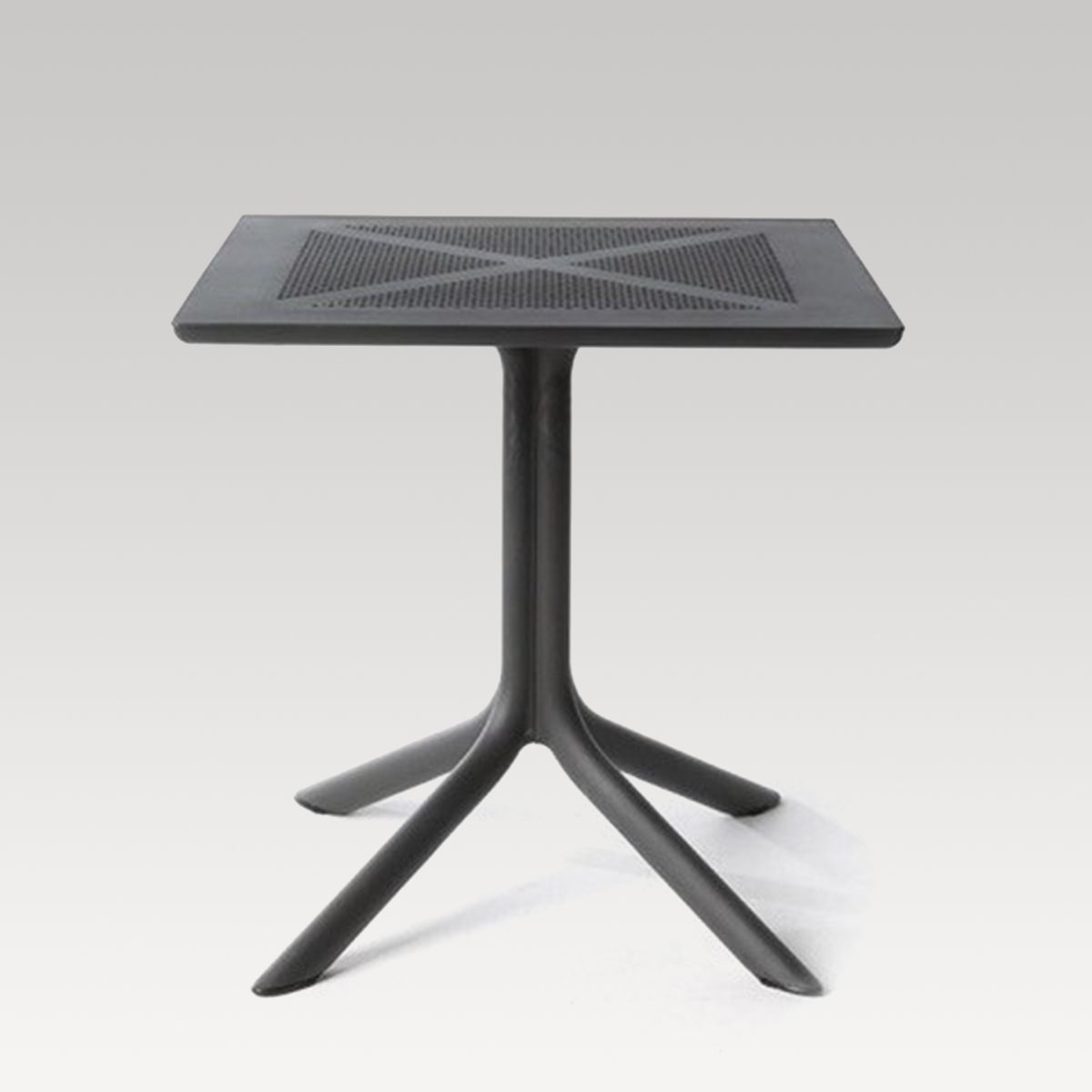 Clip Single Pedestal Square Table Charcoal - 700mm - Vendella NZ